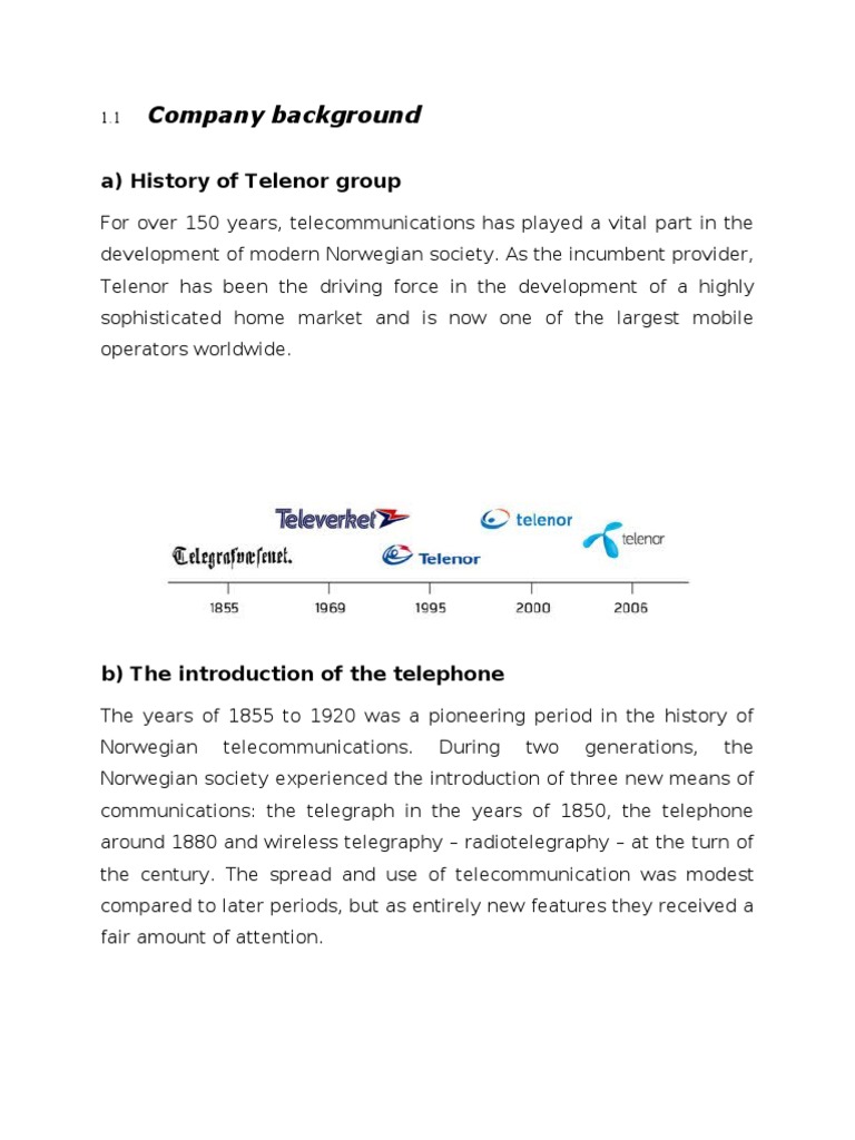 Telenor Company Background | PDF | Electronics | Networks