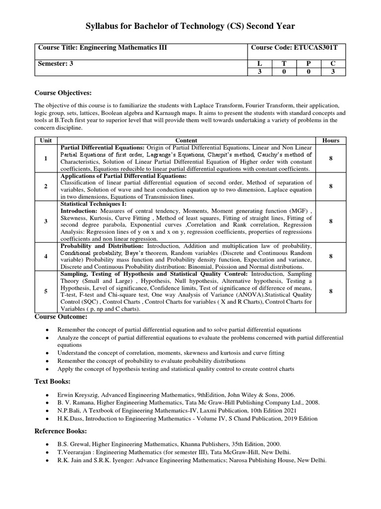 B.Tech. Second Year III Semester Syllabus | PDF | Central Processing ...