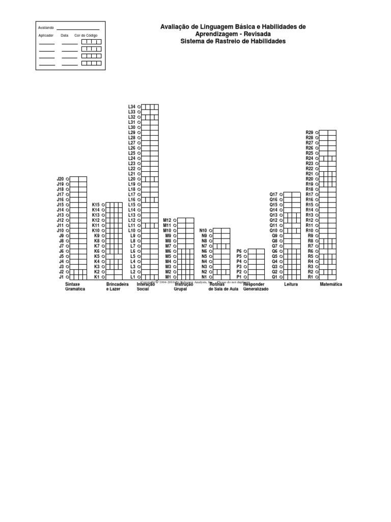 GrÁfico De Habilidades Ablls R J A R Pdf