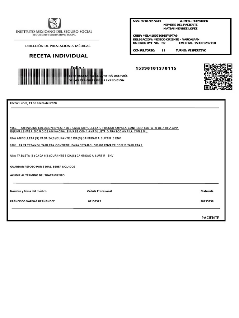 Receta IMSS Editable | PDF