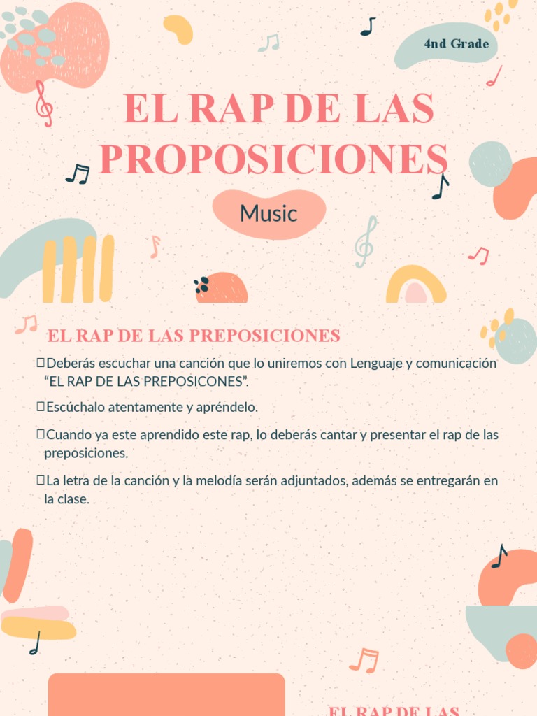 Rap de Las Preposiciones | PDF | Artes del Lenguaje y Comunicación