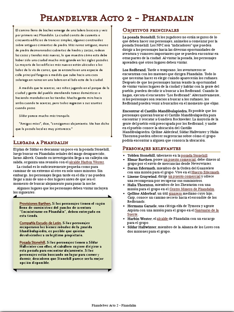 Phandelver Notas Acto 2 | PDF