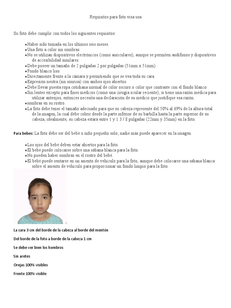 Requisitos para Foto Visa Usa | PDF | Relaciones personales, crianza y ...