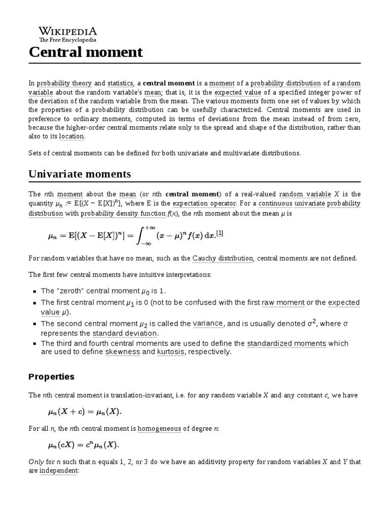 Central Moment | PDF