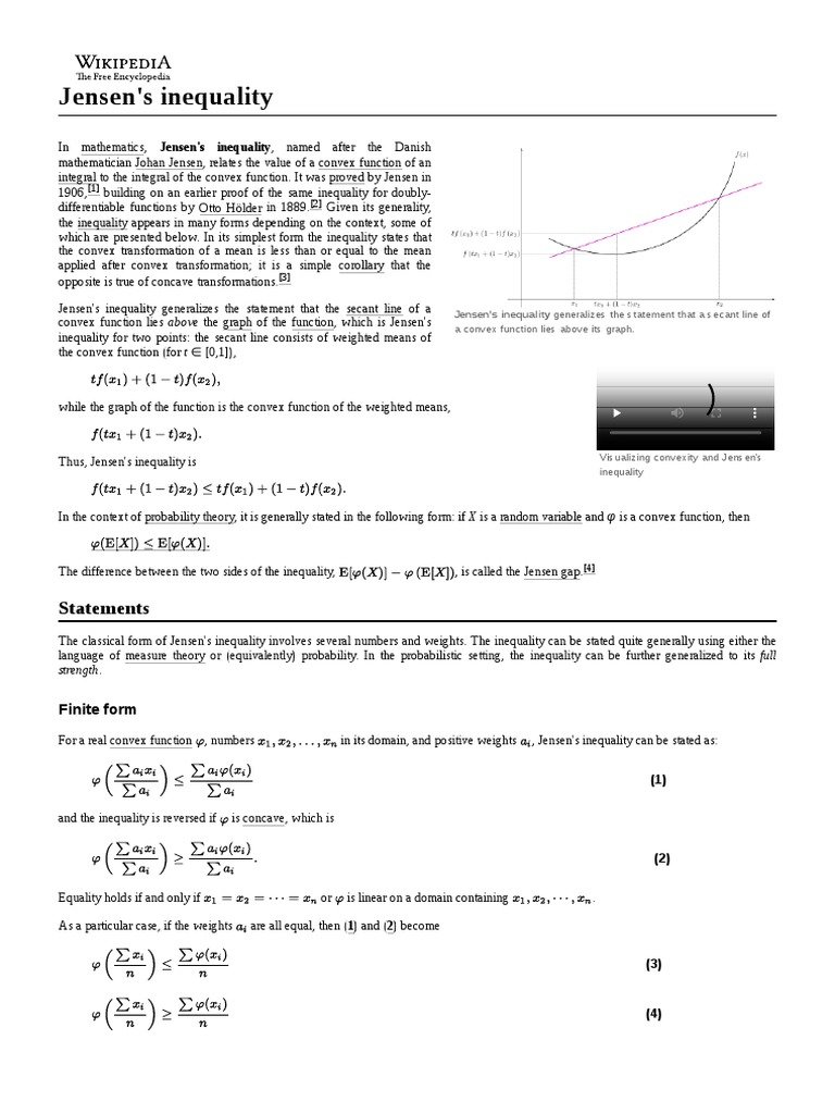 Jensens Inequality Pdf Mathematics Mathematical Analysis 