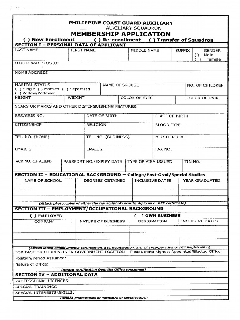 PCGA Application Form | PDF