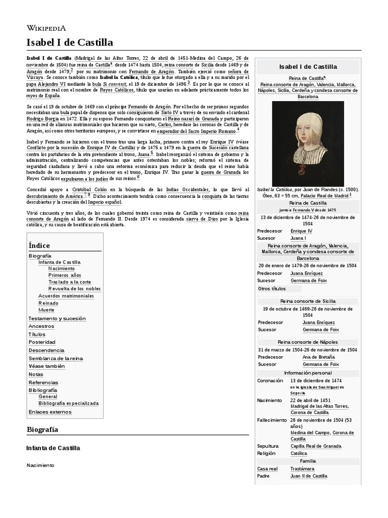 Biografía de Isabel I de Castilla | PDF