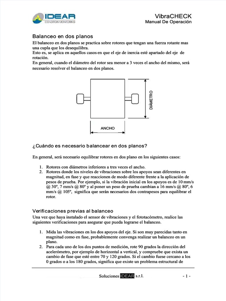 Balanceo de Rotores en Dos Planos | PDF | Rodamiento (Mecánico) | Máquinas