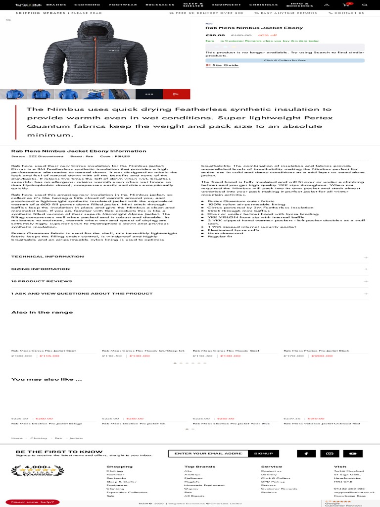 Rab Mens Nimbus Jacket Ebony | PDF