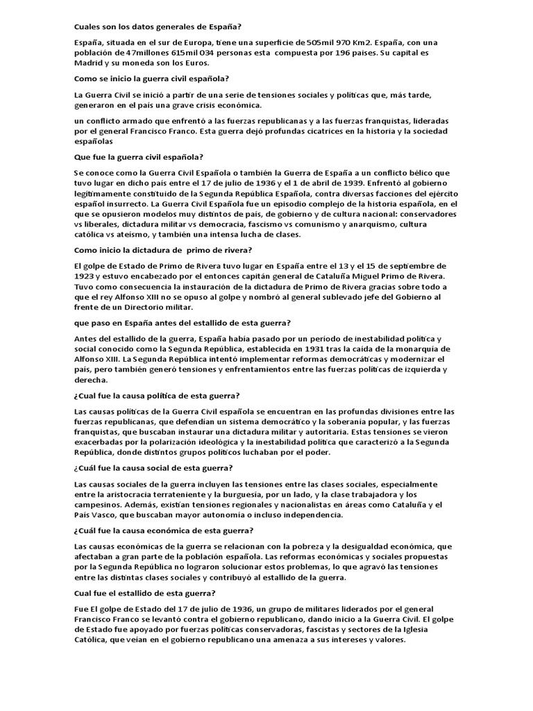 Cuales Son Los Datos Generales de España | PDF