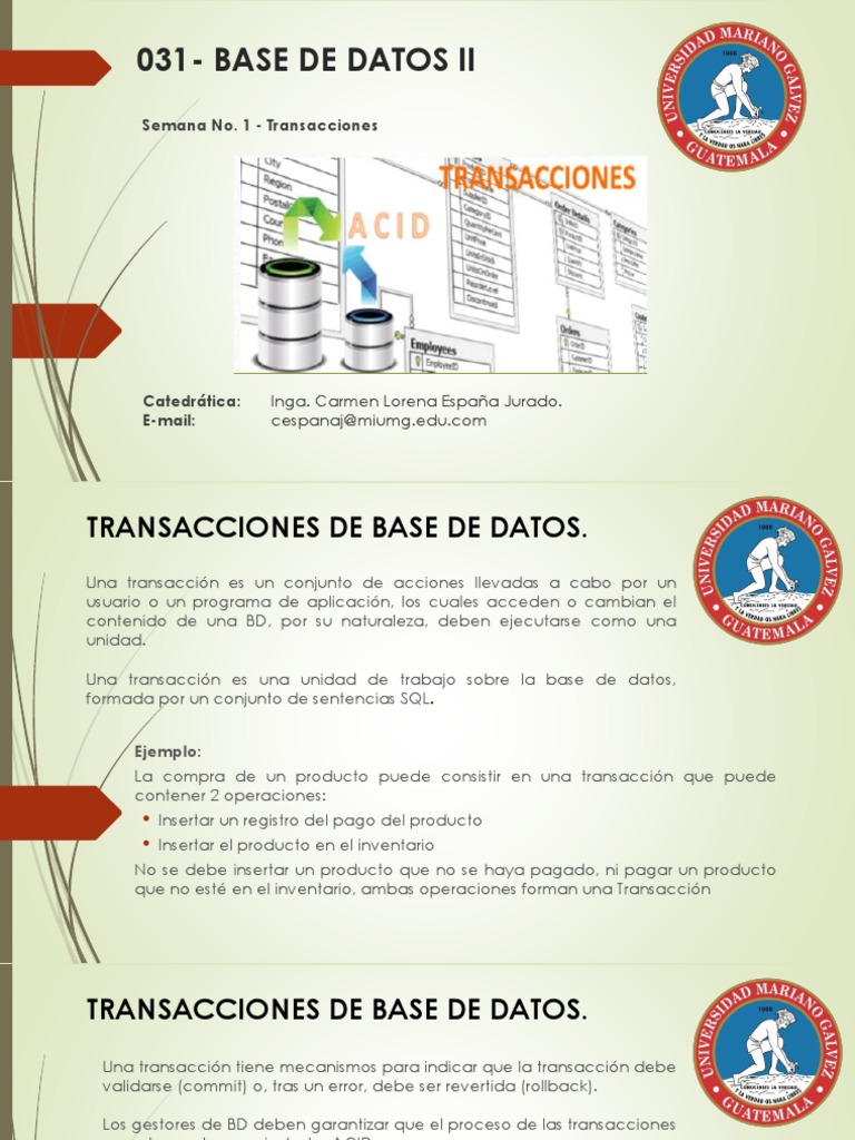 Transacciones BASES DE DATOS UMG | PDF | Transacción de base de datos ...