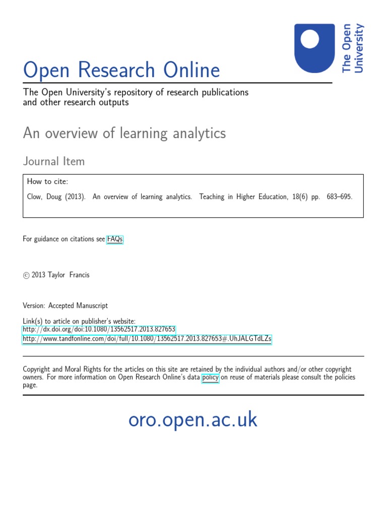 An Overview of Learning Analytics | PDF