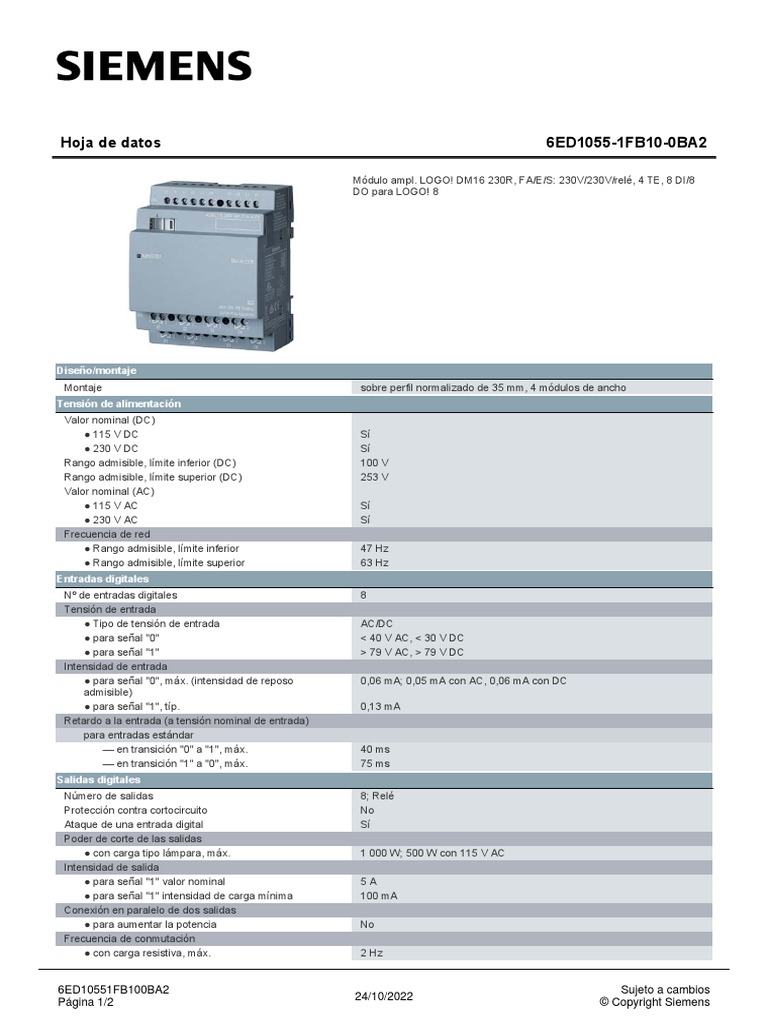 6ED10551FB100BA2 Datasheet Es | PDF | Bienes manufacturados ...