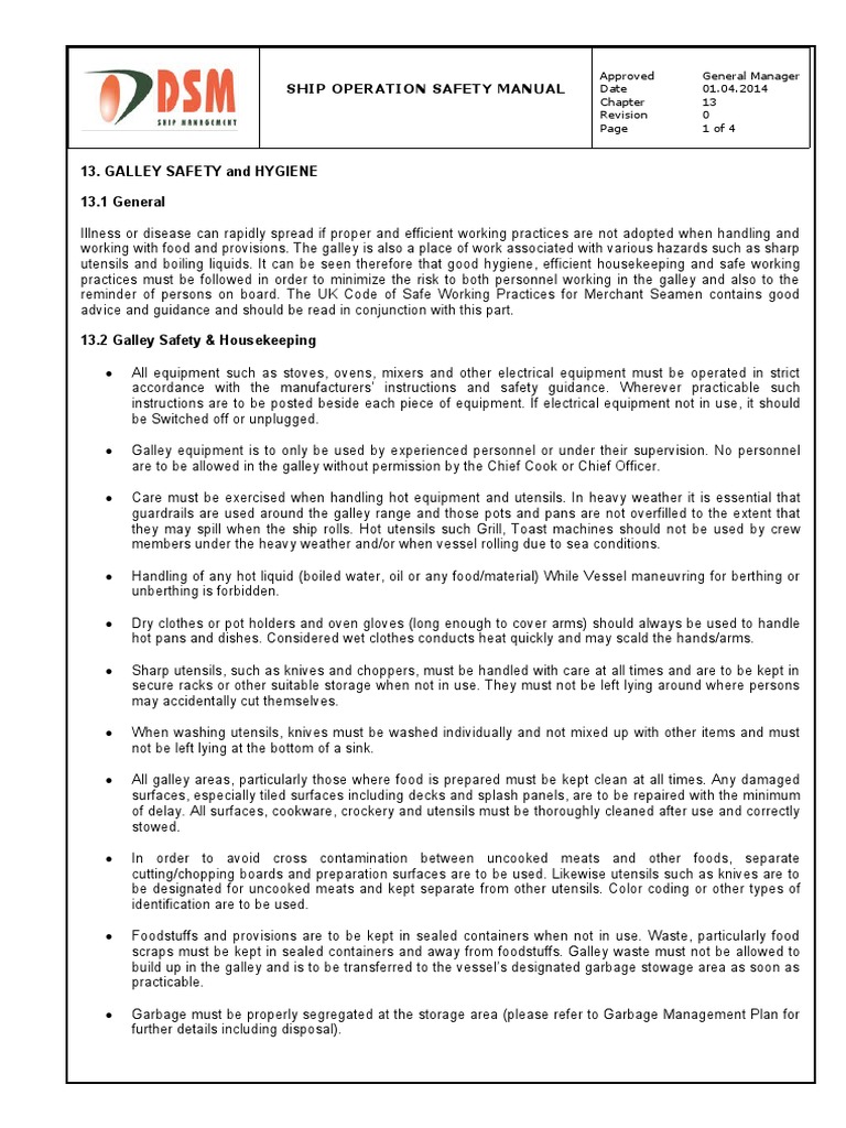 13.galley Safety and Hygiene | PDF