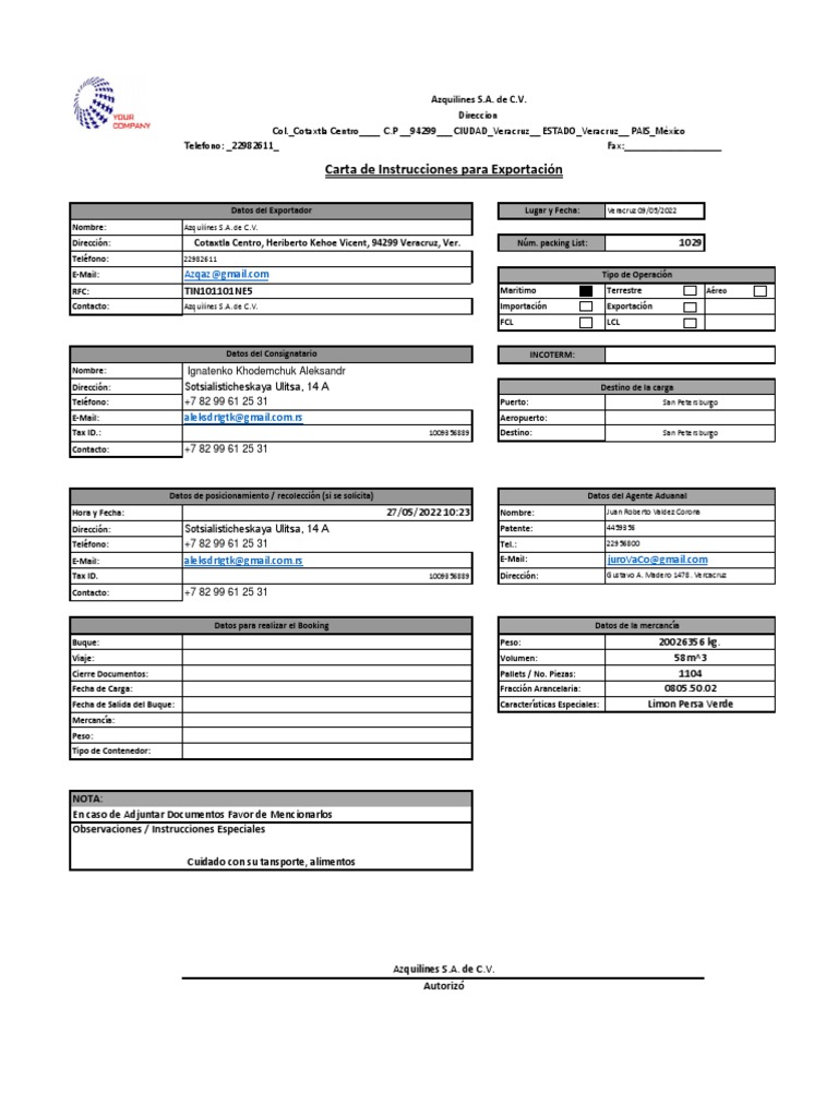 Carta de Instrucciones | PDF Carta de Instrucciones | PDF