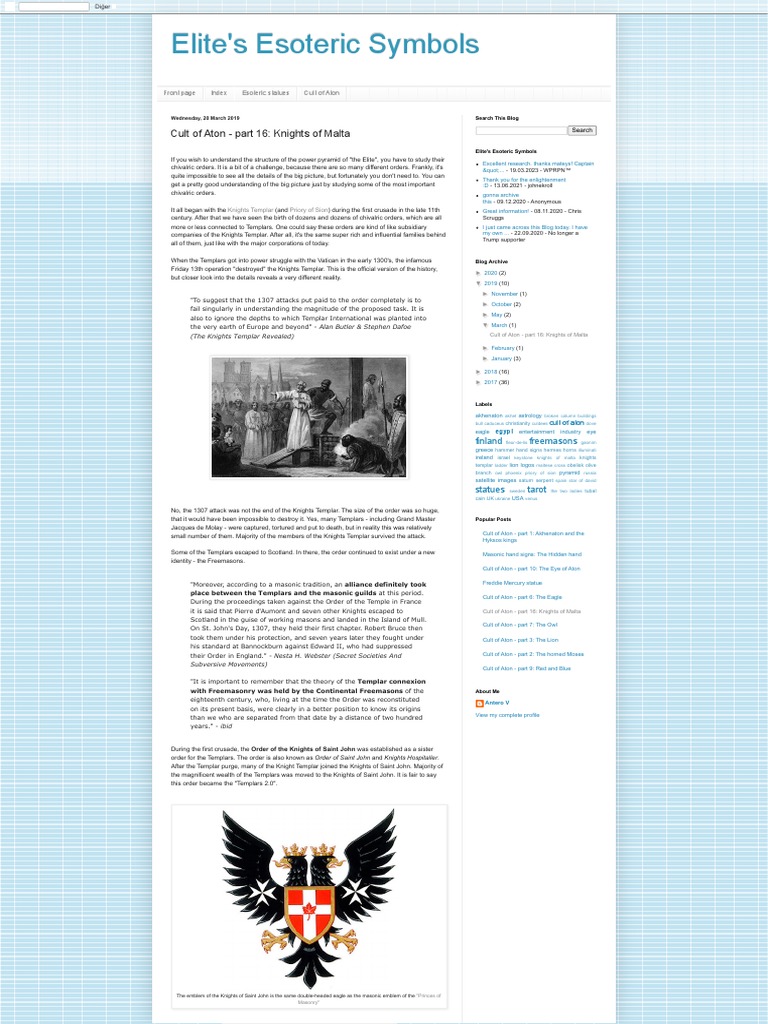 Elite's Esoteric Symbols - Cult of Aton - Part 16 - Knights of Malta ...