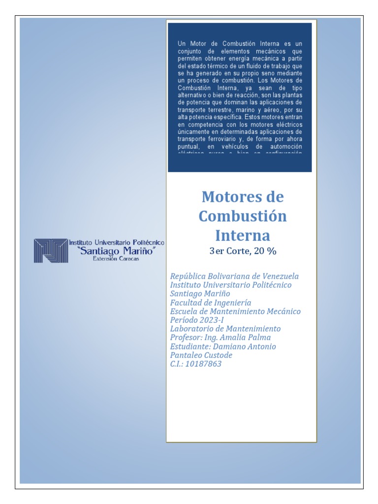Unidad V Motores de Combustion Interna | PDF | Motor de combustión interna | Pistón