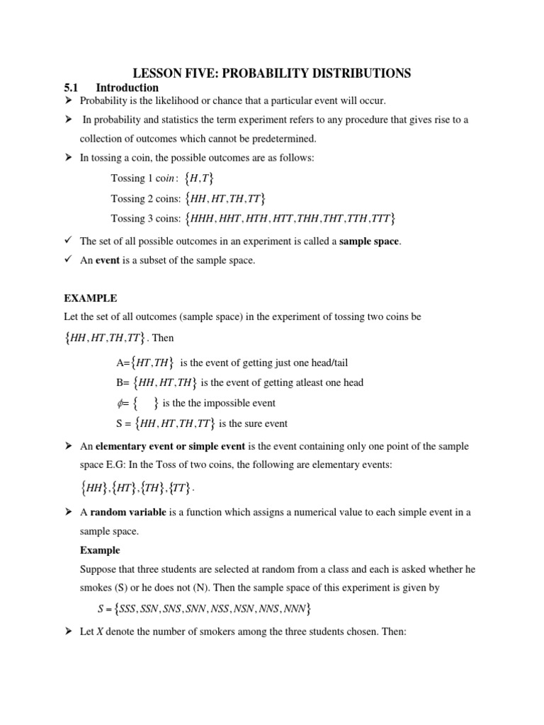 Lesson 5 - Probability Distributions | Download Free PDF | Probability Distribution | Variance