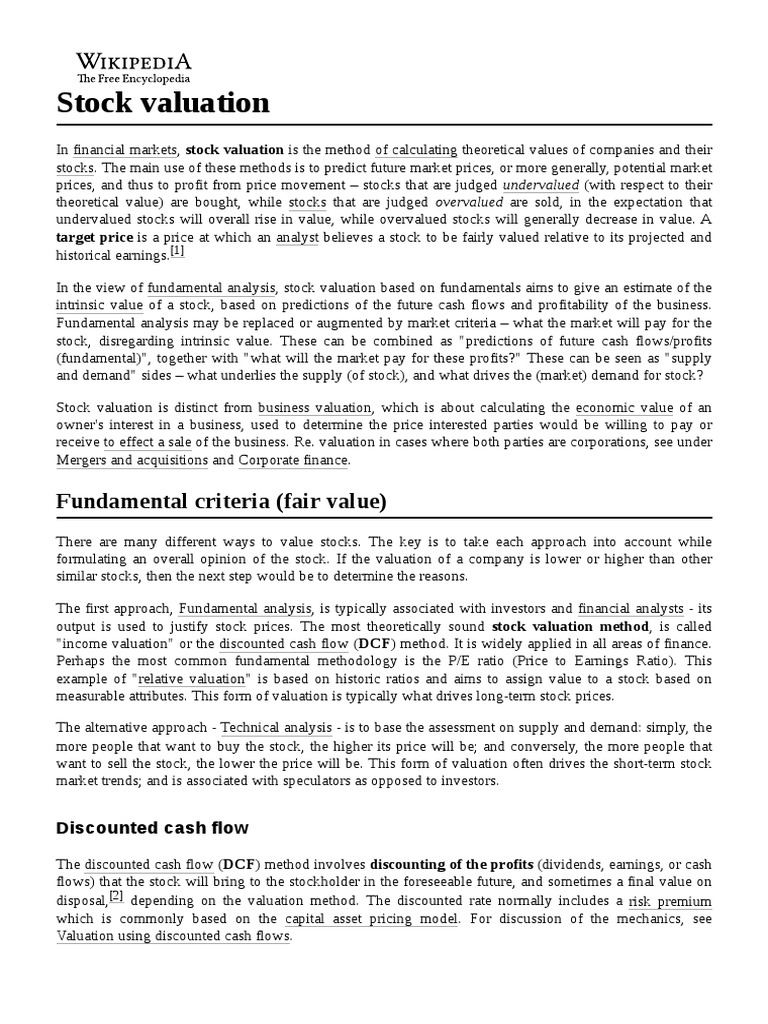 Stock Valuation | PDF | Stock Valuation | Valuation (Finance)