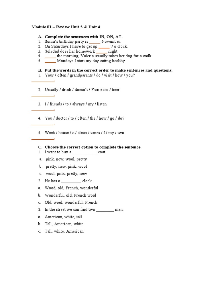 Review of Units 3 and 4 Exercises | PDF