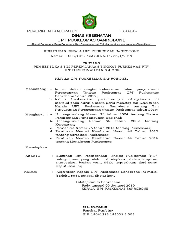 EP 5 - sk PTP PUSKESMAS | PDF