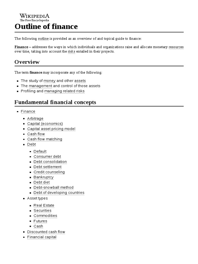 Outline of Finance | PDF