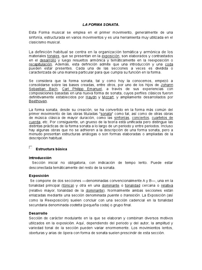 La Forma Sonata | PDF | Teoría musical | Elementos de la música