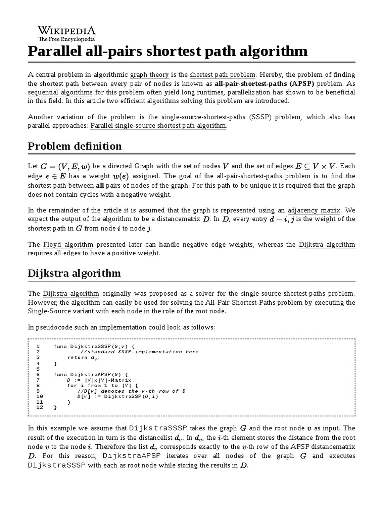 Parallel All-Pairs Shortest Path Algorithm | PDF Parallel All-Pairs Shortest Path Algorithm | PDF