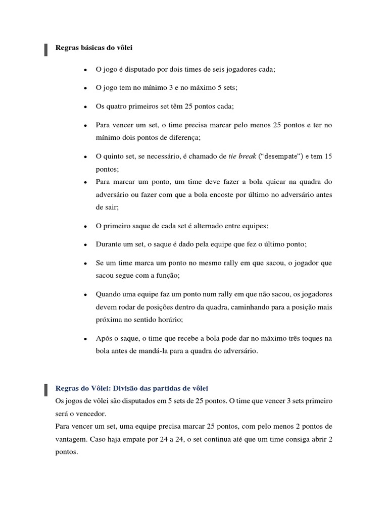 Regras Básicas do Vôlei | PDF | Voleibol | Esportes