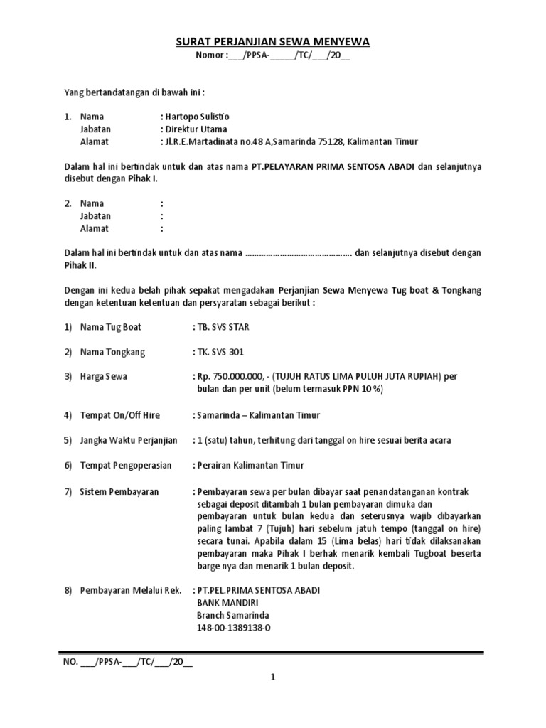 Draft Kontrak Bulanan-1 | PDF | Bisnis