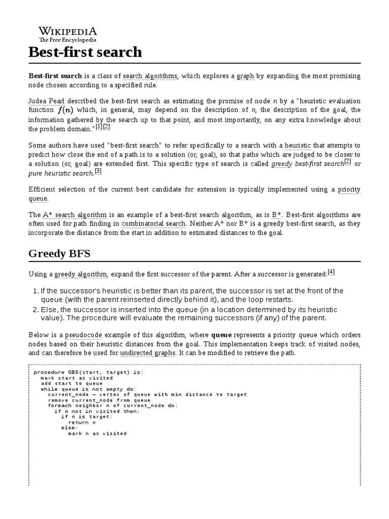 Best First Search Pdf Applied Mathematics Algorithms