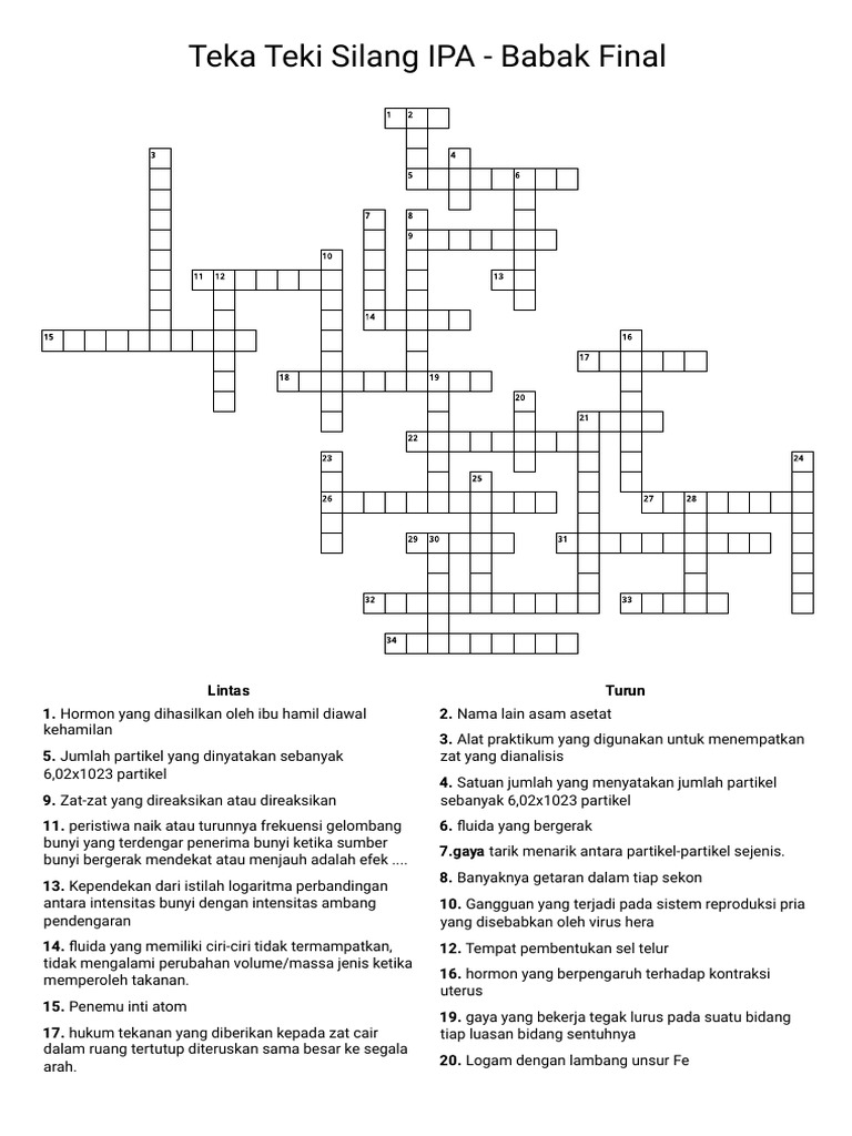 Teka Teki Silang IPA - Babak Final | PDF