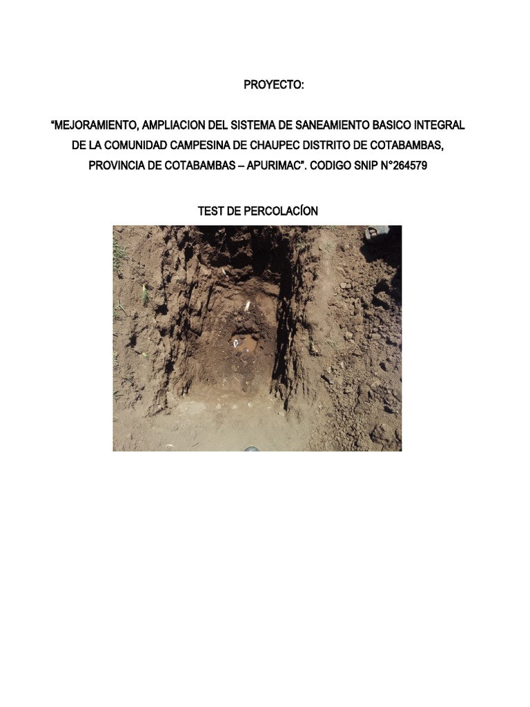 Test de Percolacion | PDF | Agua | Tratamiento de aguas residuales