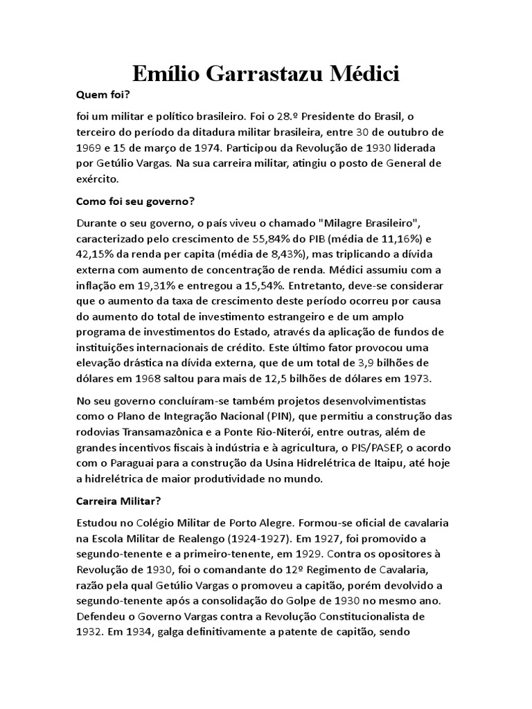 Emílio Garrastazu Médici | PDF