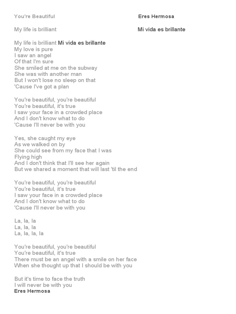 Letras de You'are Beautiful | PDF