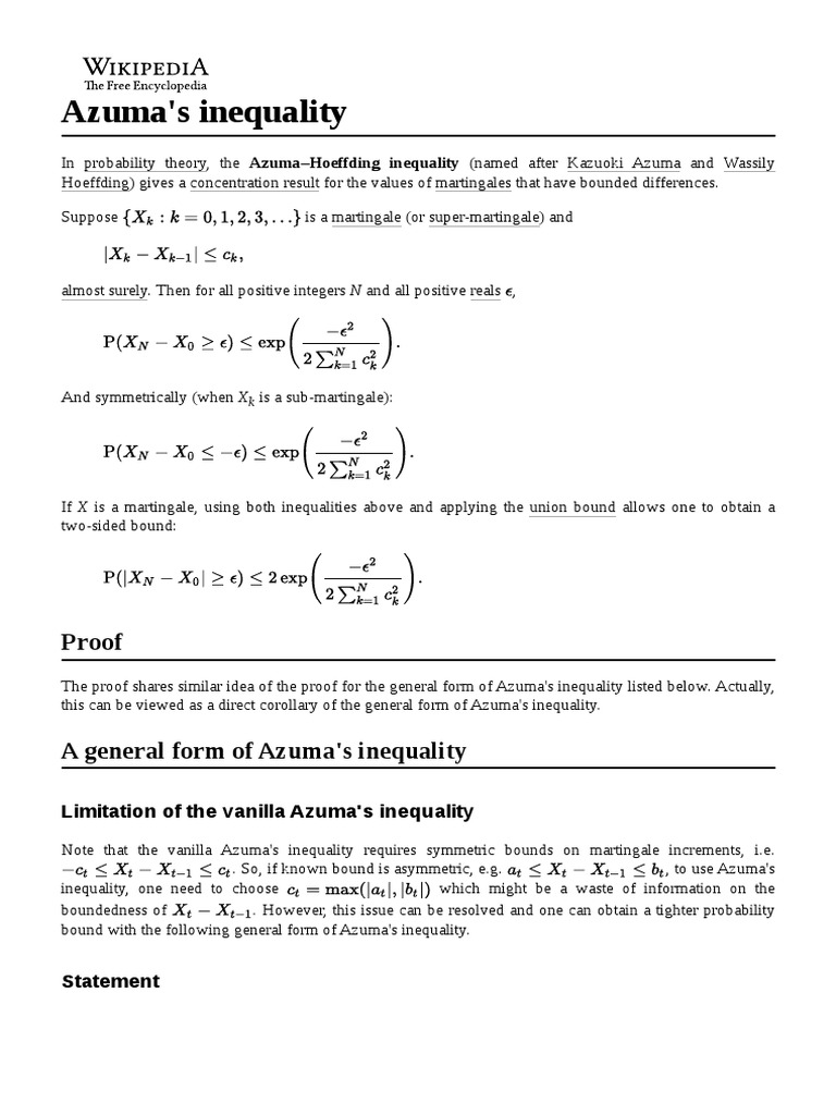 Azuma's Inequality | Download Free PDF | Measure Theory | Probability