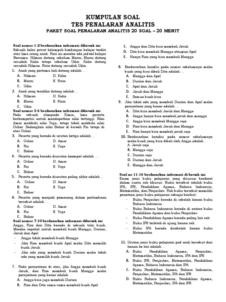 Tes Penalaran Analitis | PDF