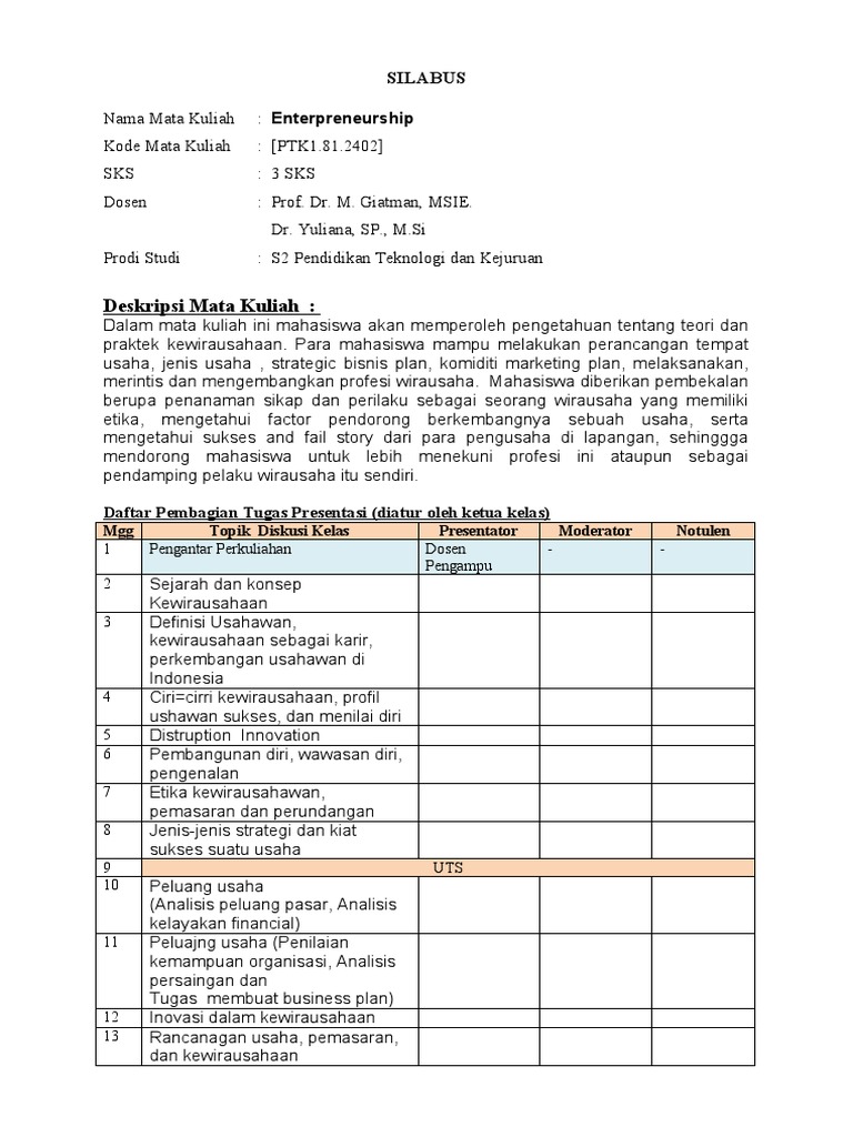 Format Pembagian Tugas Presentasi | PDF