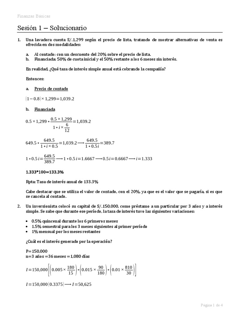Finanzas Basicas CCPL Sesion 1 Solucionario Diapositivas 2016m03 | PDF | Industrias de servicio ...