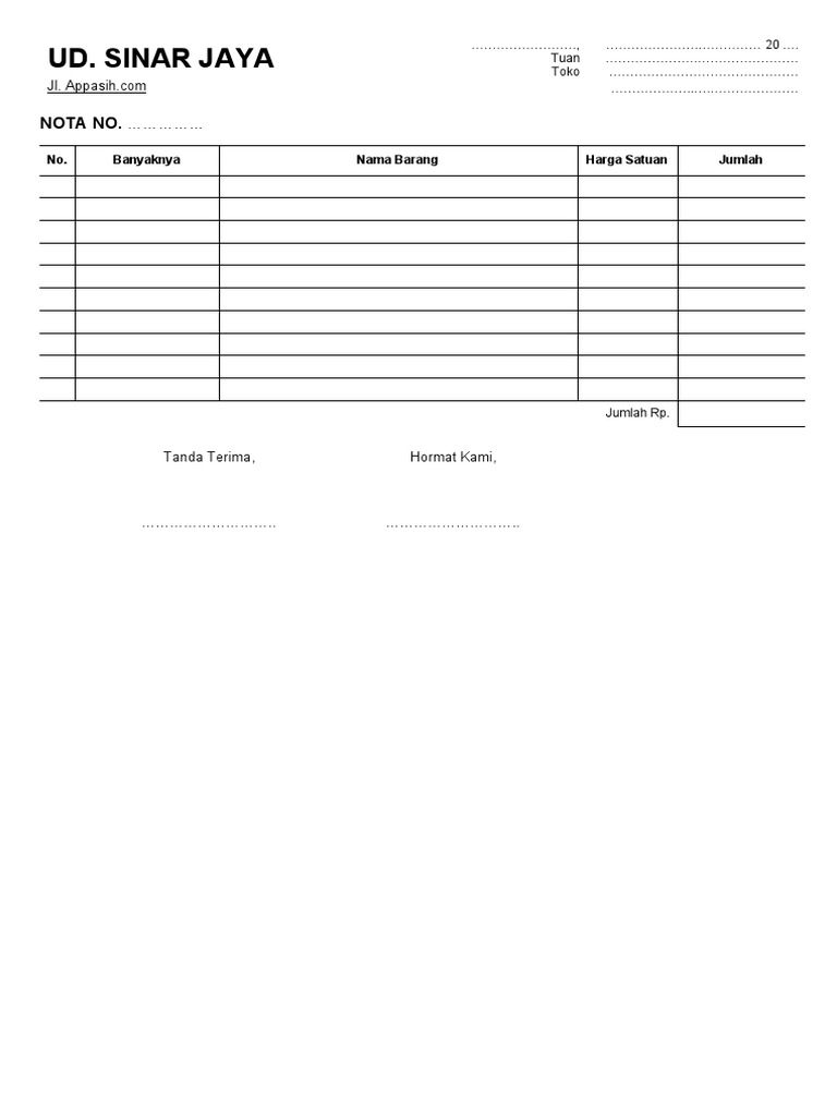 Template Nota Word 3 by Appasih - Com (Satu) | PDF