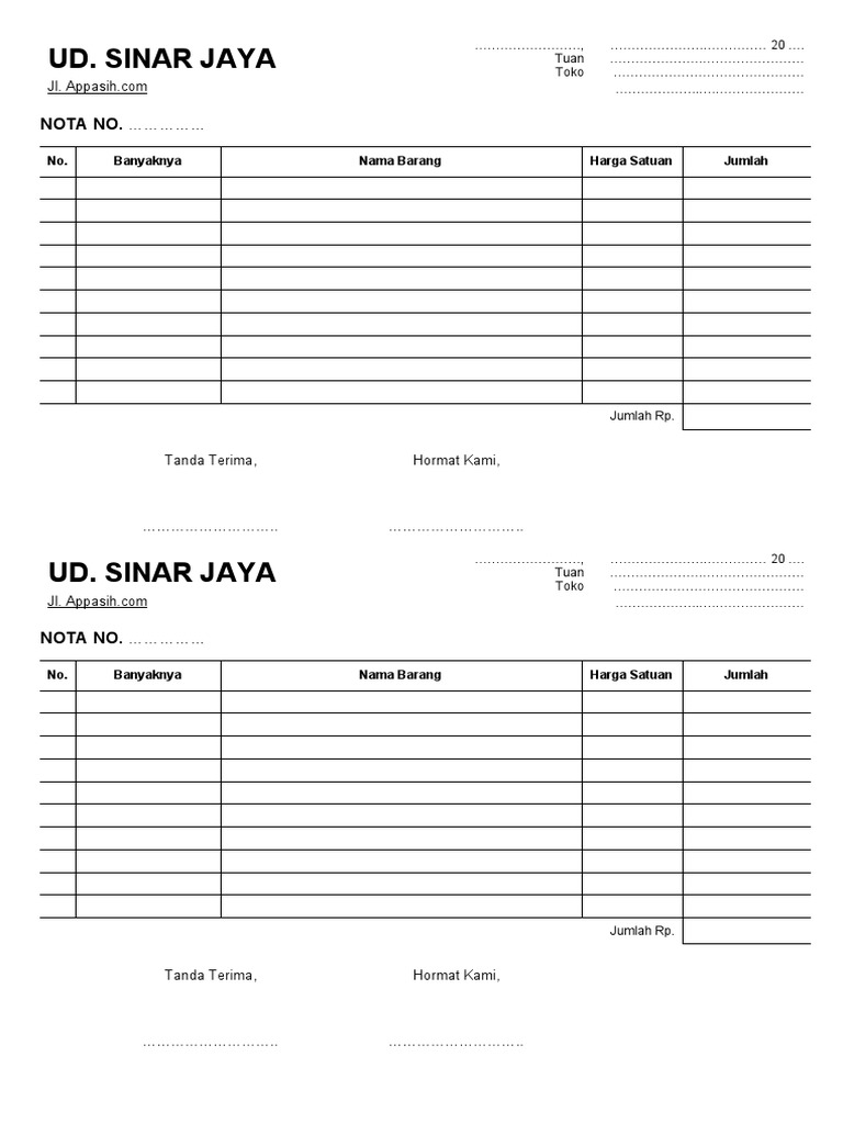 Template Nota Word 3 by Appasih - Com (Banyak) | PDF