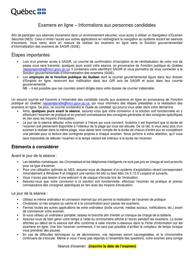 Fiche Info Exam Informatisés-1690553562998~1 | PDF