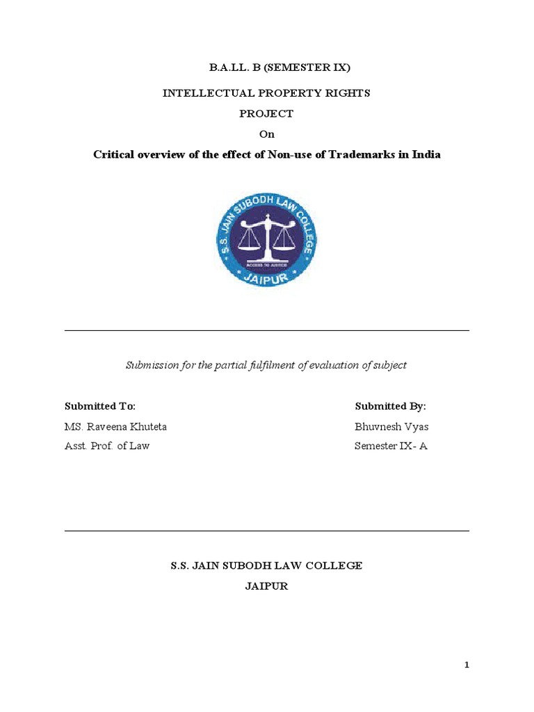 IPR Project of Bhuvnesh | PDF | Trademark | Justice