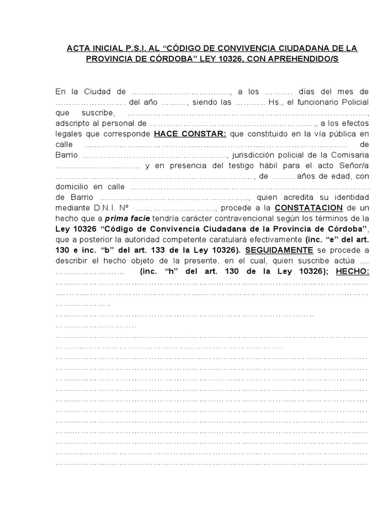 Acta Inicial por Código de Convivencia | PDF | Ley Pública | Gobierno