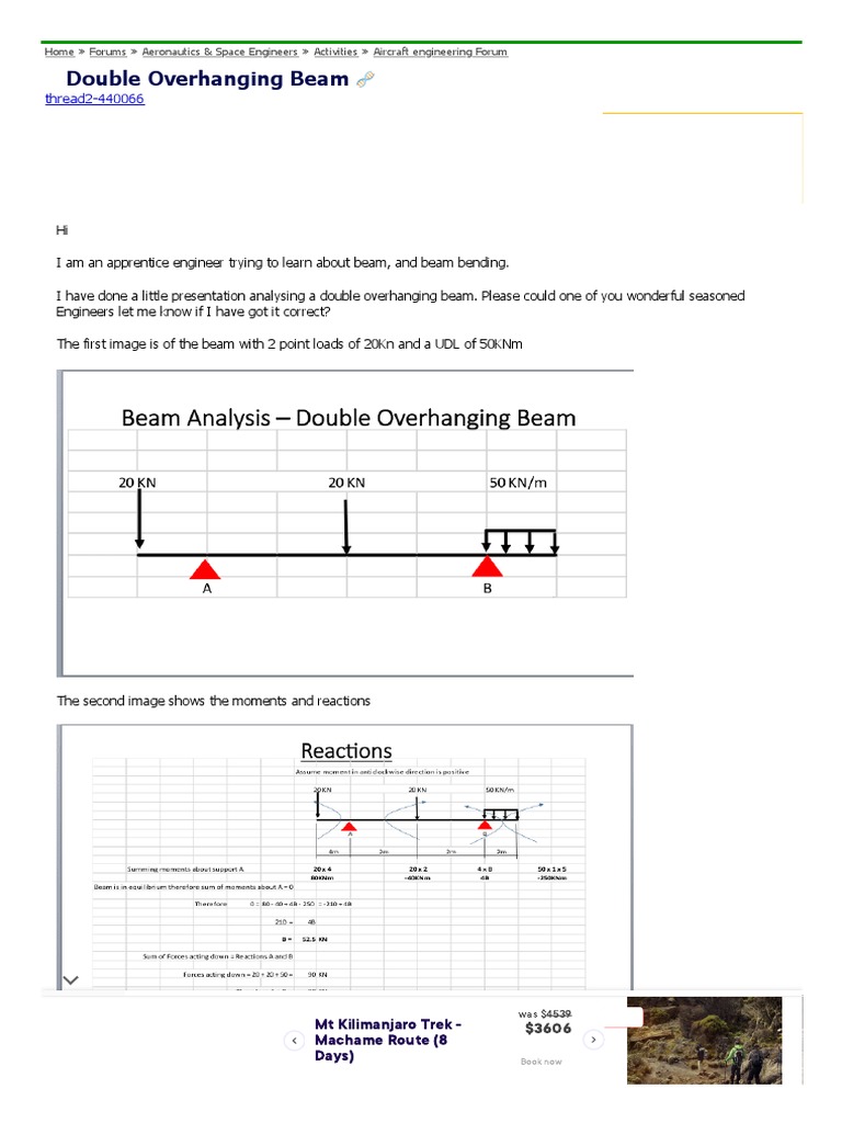 Double Overhanging Beam - Aircraft Engineering - Eng-Tips | PDF | Beam ...
