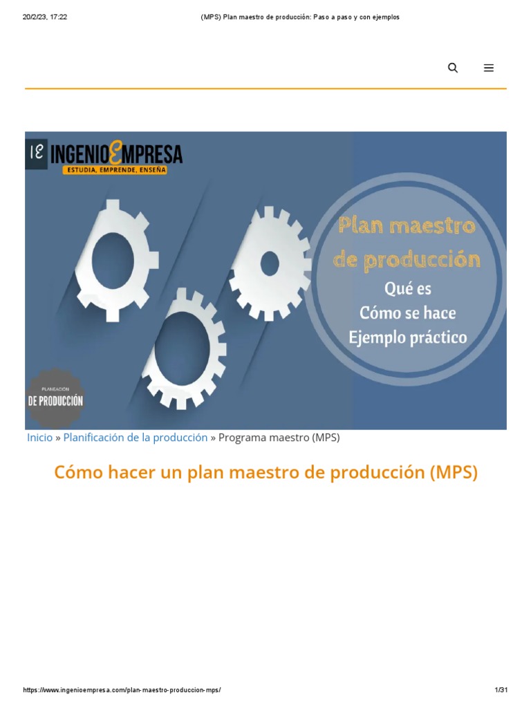 (MPS) Plan Maestro de Producción - Paso A Paso y Con Ejemplos | PDF ...