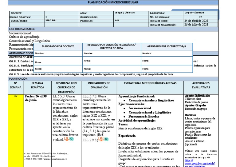PLANIFICACION Lengua 3ERO BGU TRIMESTRE 2023 | Descargar gratis PDF ...