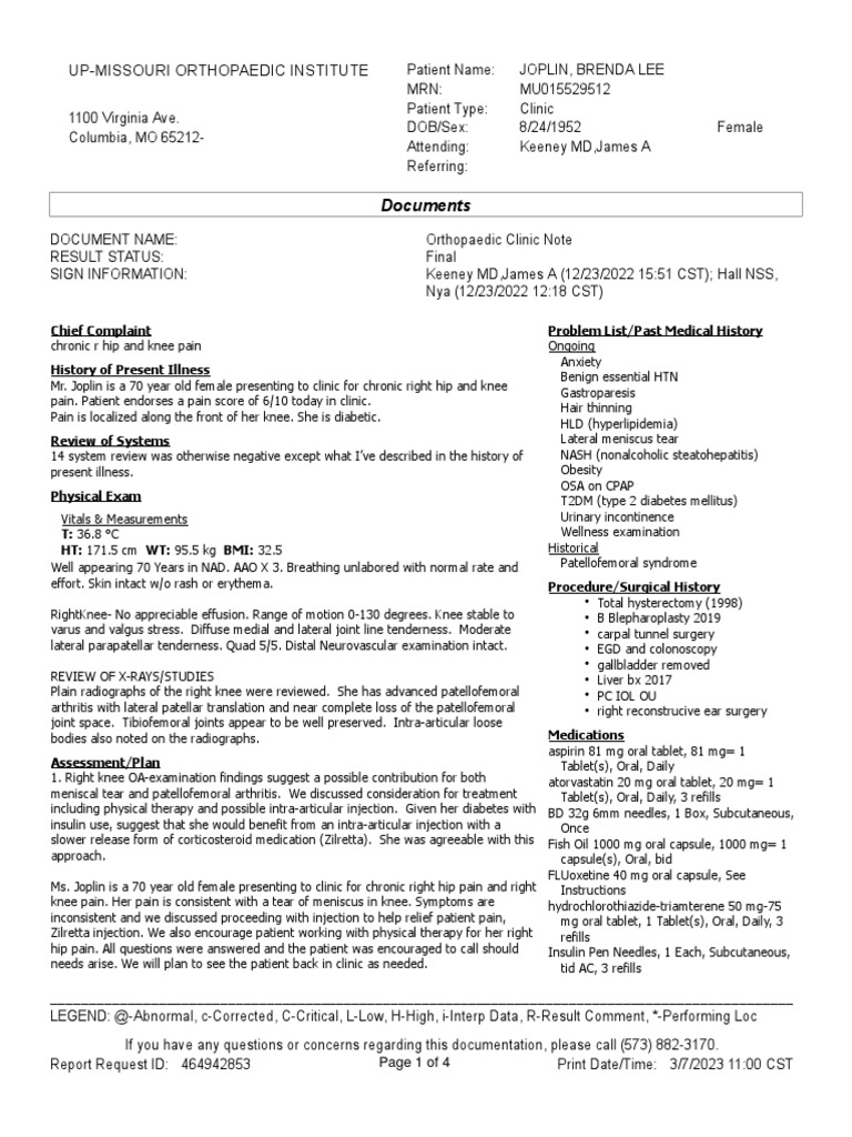 Orthopaedic Clinic Note 12-23-2022 | PDF
