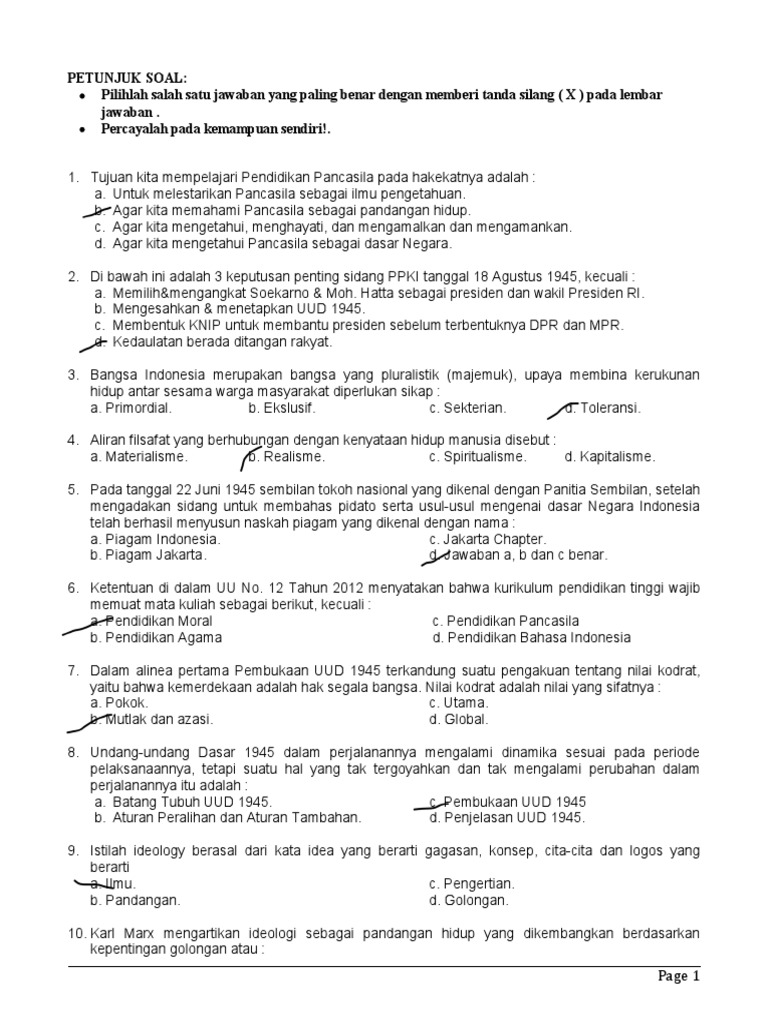 Contoh soal Pancasila (2) | PDF