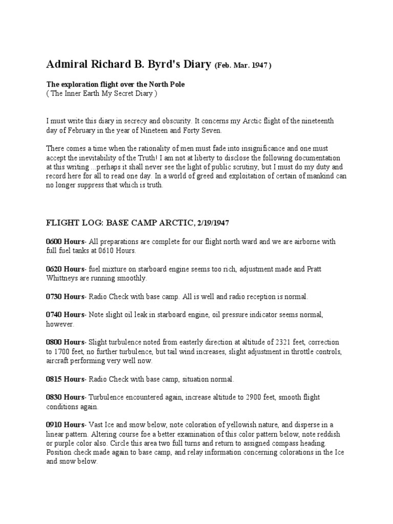 Admiral Richard Byrd's Diary | PDF